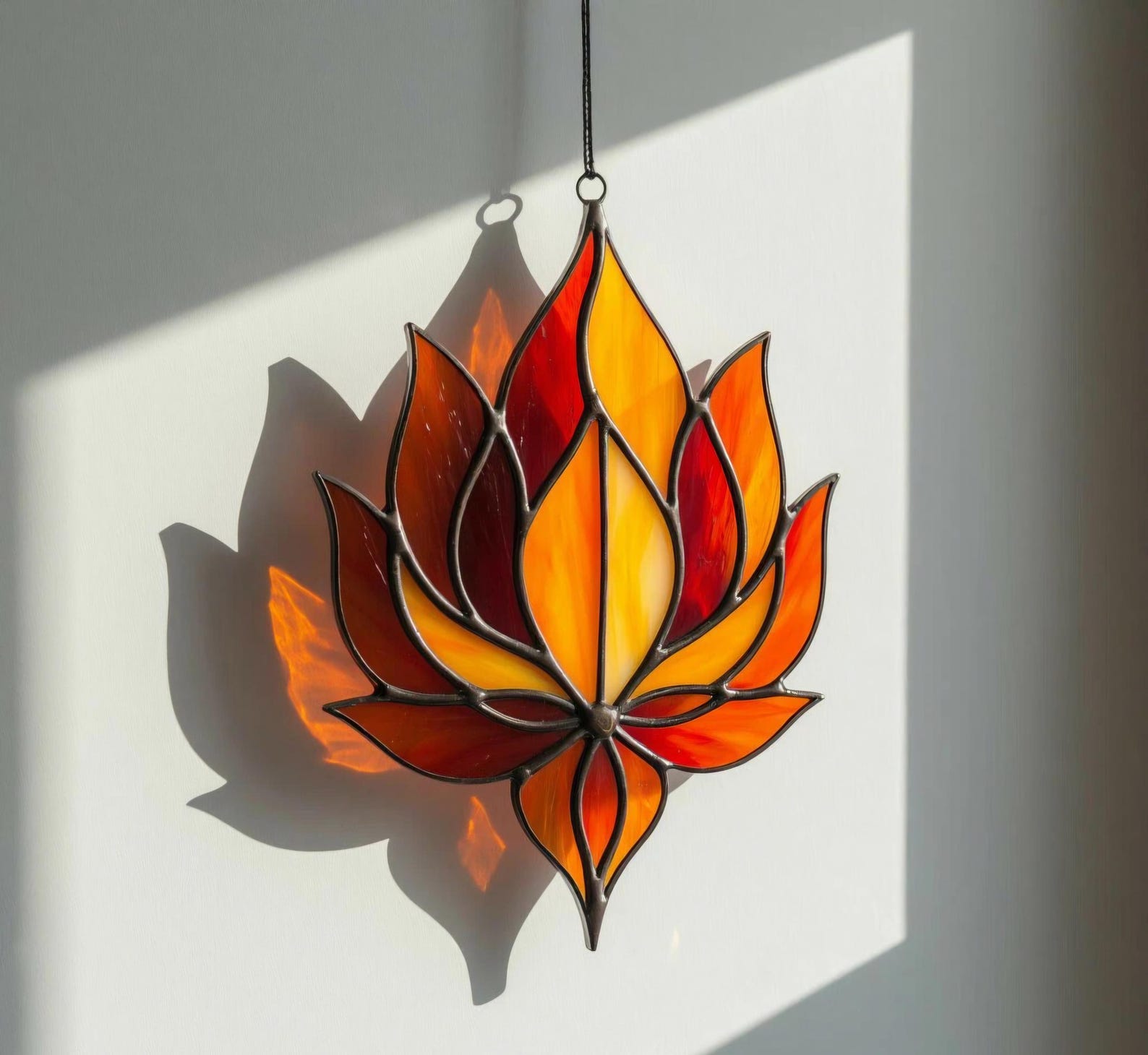Handmade Stained Glass Fire Suncatcher: Vibrant Flame Window Hanging - Etsy