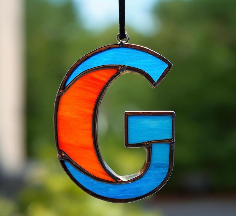 Stained Glass Letter G Handmade Decorative Alphabet Art Custom Monogram ...