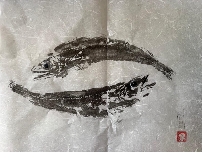 Hake Fish Gyotaku Print | Merluza Traditional Japanese Fish Coastal ...