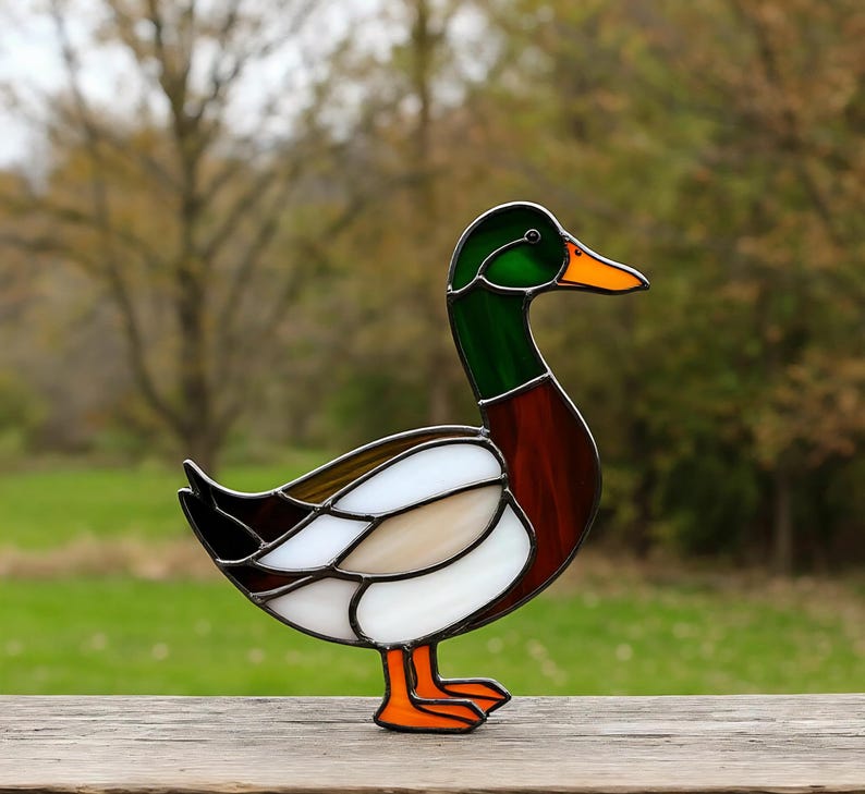 Stained Glass Mallard Suncatcher: Handcrafted Duck Window Art - Etsy