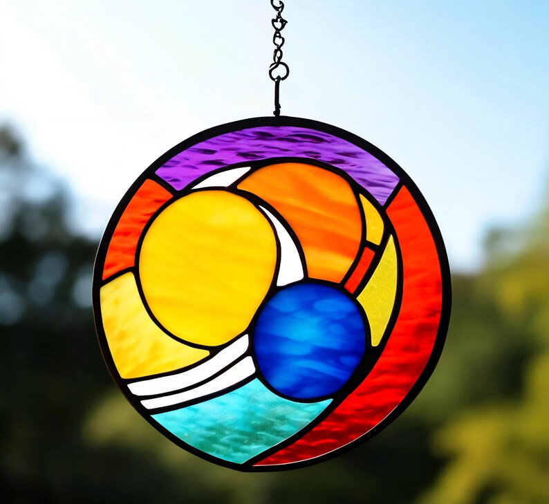 Stained Glass Solar System Suncatcher: Celestial Mobile, Astronomy Wall ...