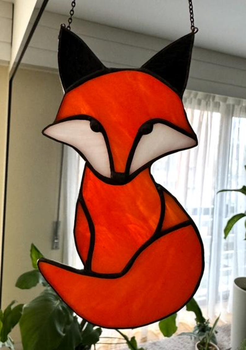 Stained Glass Red Fox Pattern: DIY Suncatcher Template (PDF Download ...