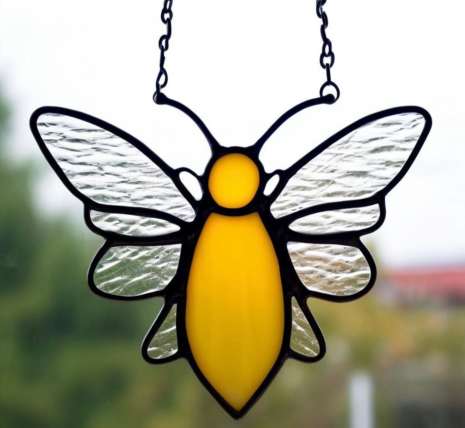 Stained Glass Bee Suncatcher: Handmade Window Ornament - Etsy
