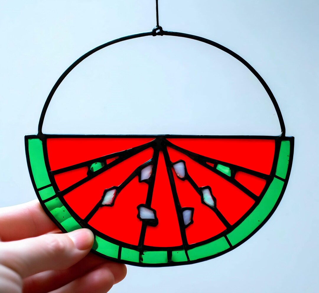 Stained Glass Watermelon Slice Suncatcher Summer Fruit Window Decor ...