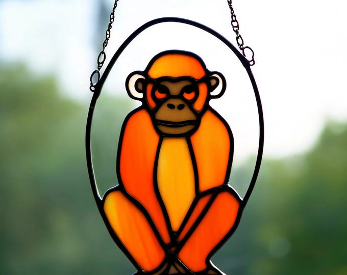 Capuchin Monkey Stained Glass Window Cling Window Sticker Decal - No ...