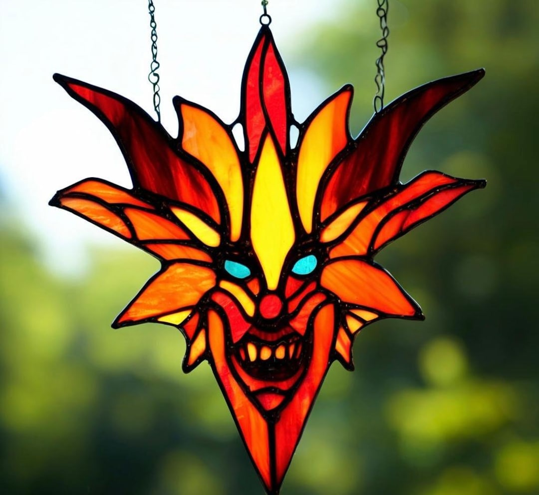 Stained Glass Devil Suncatcher: Gothic Halloween Window Decor - Etsy