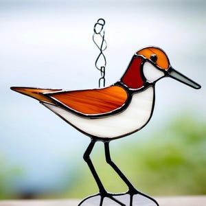 Stained Glass Sandpiper Suncatcher: Handmade Coastal Window Decor - Etsy