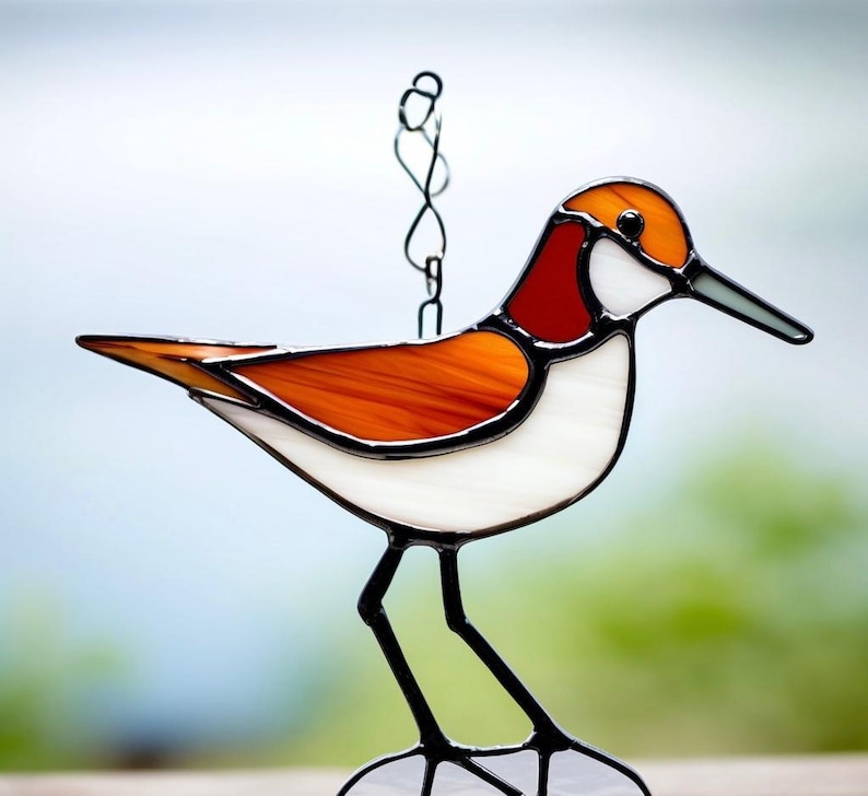 Stained Glass Sandpiper Suncatcher: Handmade Coastal Window Decor - Etsy