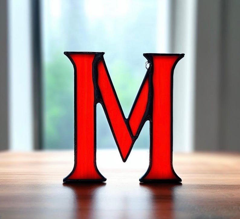 Stained Glass Letter M Handmade Decorative Alphabet Art Custom Monogram ...