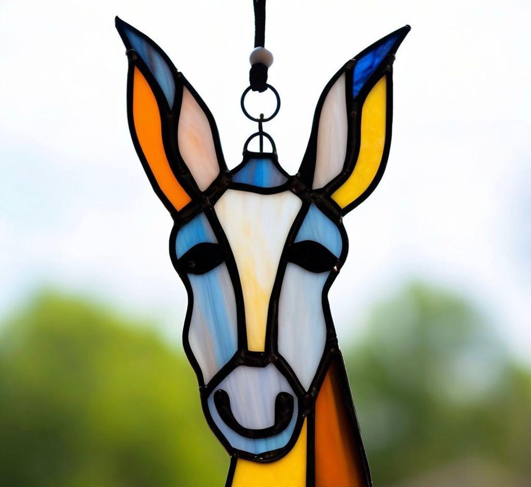 Handcrafted Stained Glass Donkey: Colorful Animal Wall Hanging - Etsy