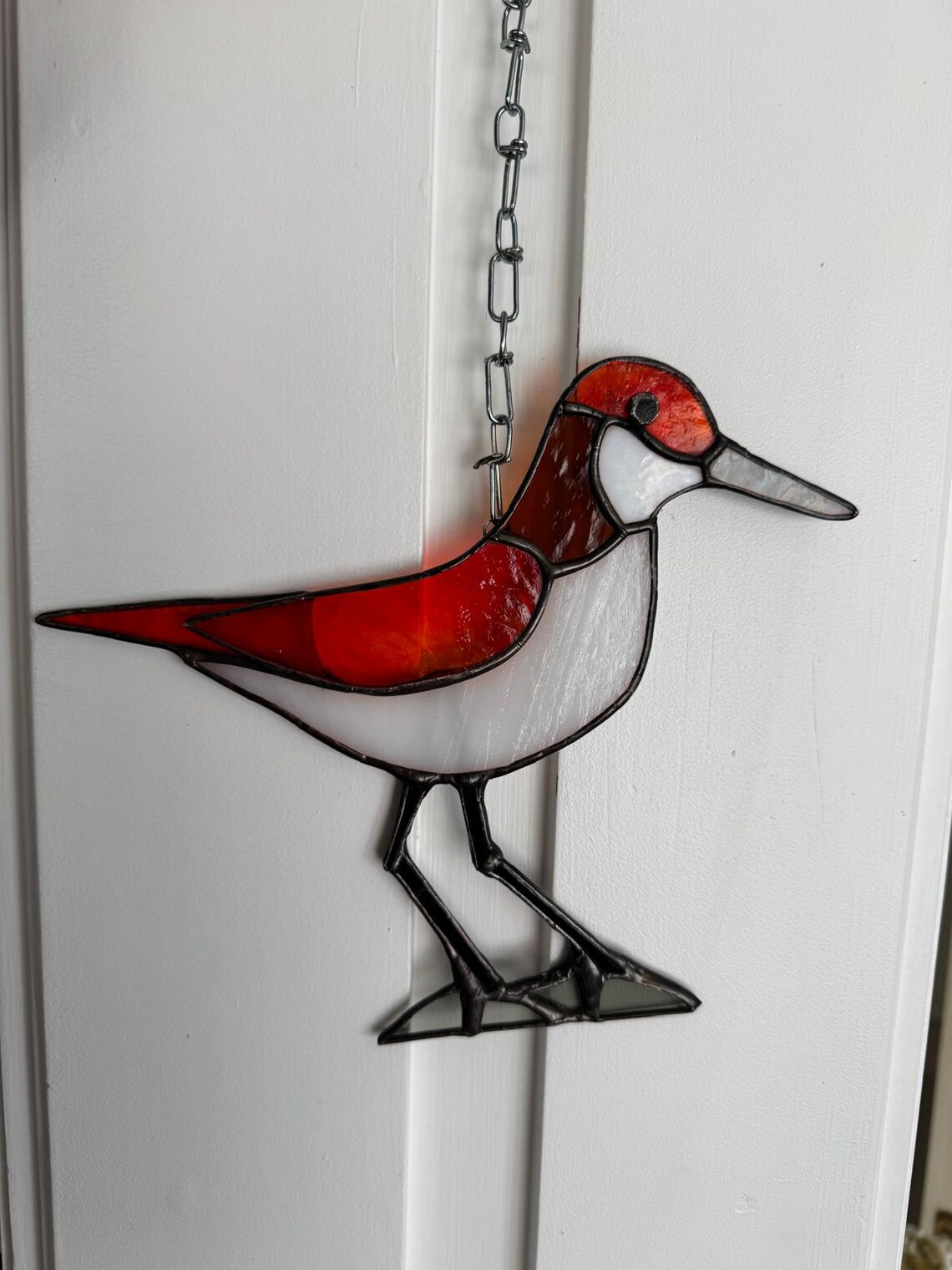 Stained Glass Sandpiper Suncatcher: Handmade Coastal Window Decor - Etsy
