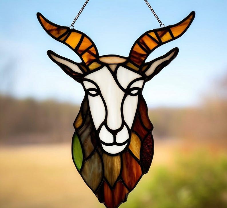 Stained Glass Goat Suncatcher: Handmade Farmhouse Window Ornament ...