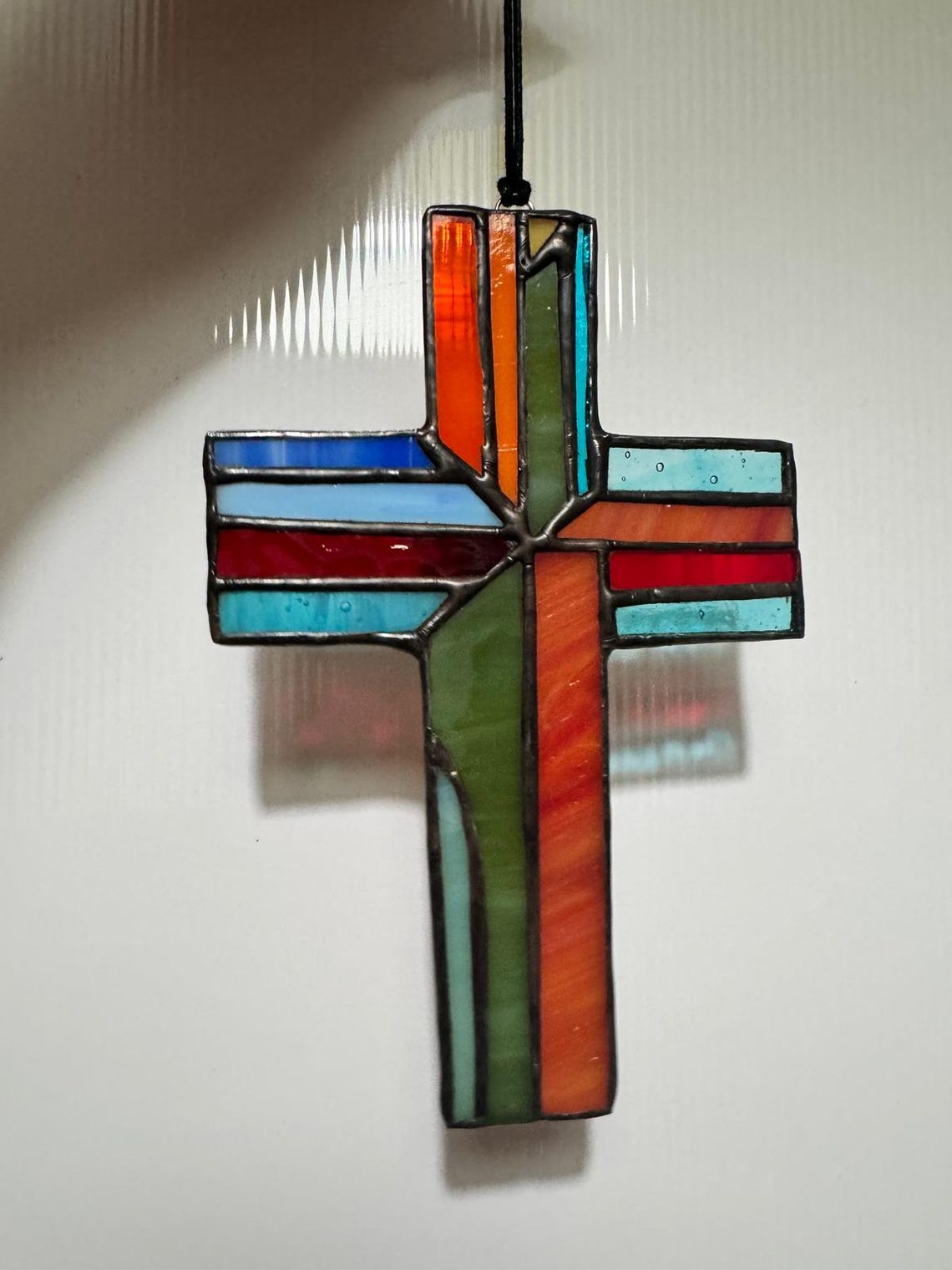 Handcrafted Stained Glass Cross Suncatcher: Spiritual Home Decor - Etsy