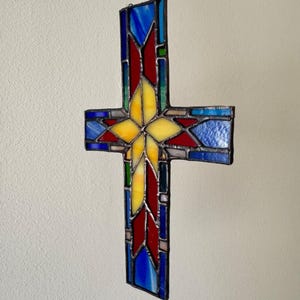 Handmade Stained Glass Cross: Christian Religious Decor, Spiritual Gift ...