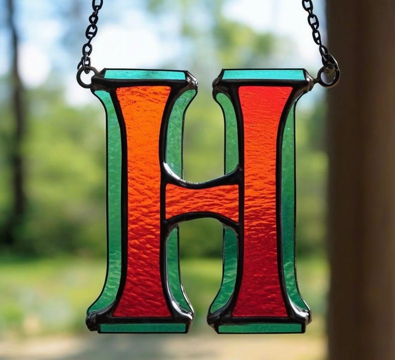 Stained Glass Letter H Handmade Decorative Alphabet Art Custom Monogram ...