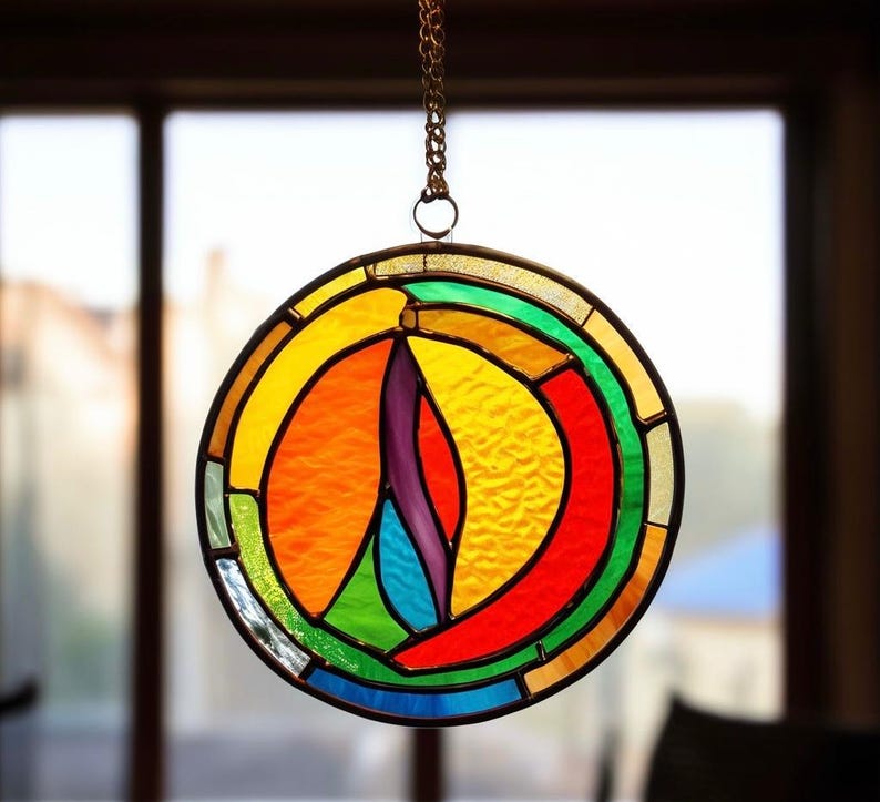 Stained Glass Suncatcher: Handmade Abstract Window Ornament - Etsy ...