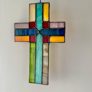 Handcrafted Stained Glass Cross: Colorful Christian Home Decor - Etsy