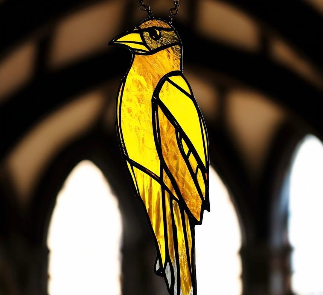 Stained Glass Falcon Suncatcher: Handcrafted Bird Window Decor - Etsy
