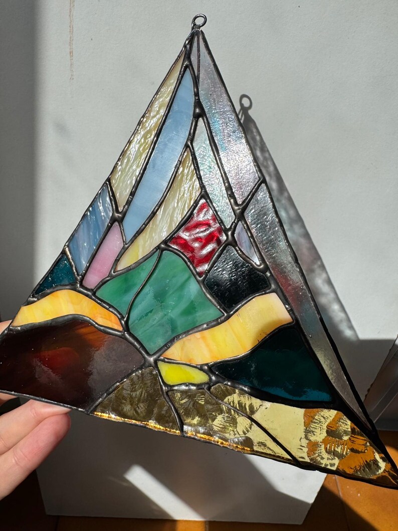 Handmade Stained Glass Mountain Suncatcher: Nature-inspired Window Art ...