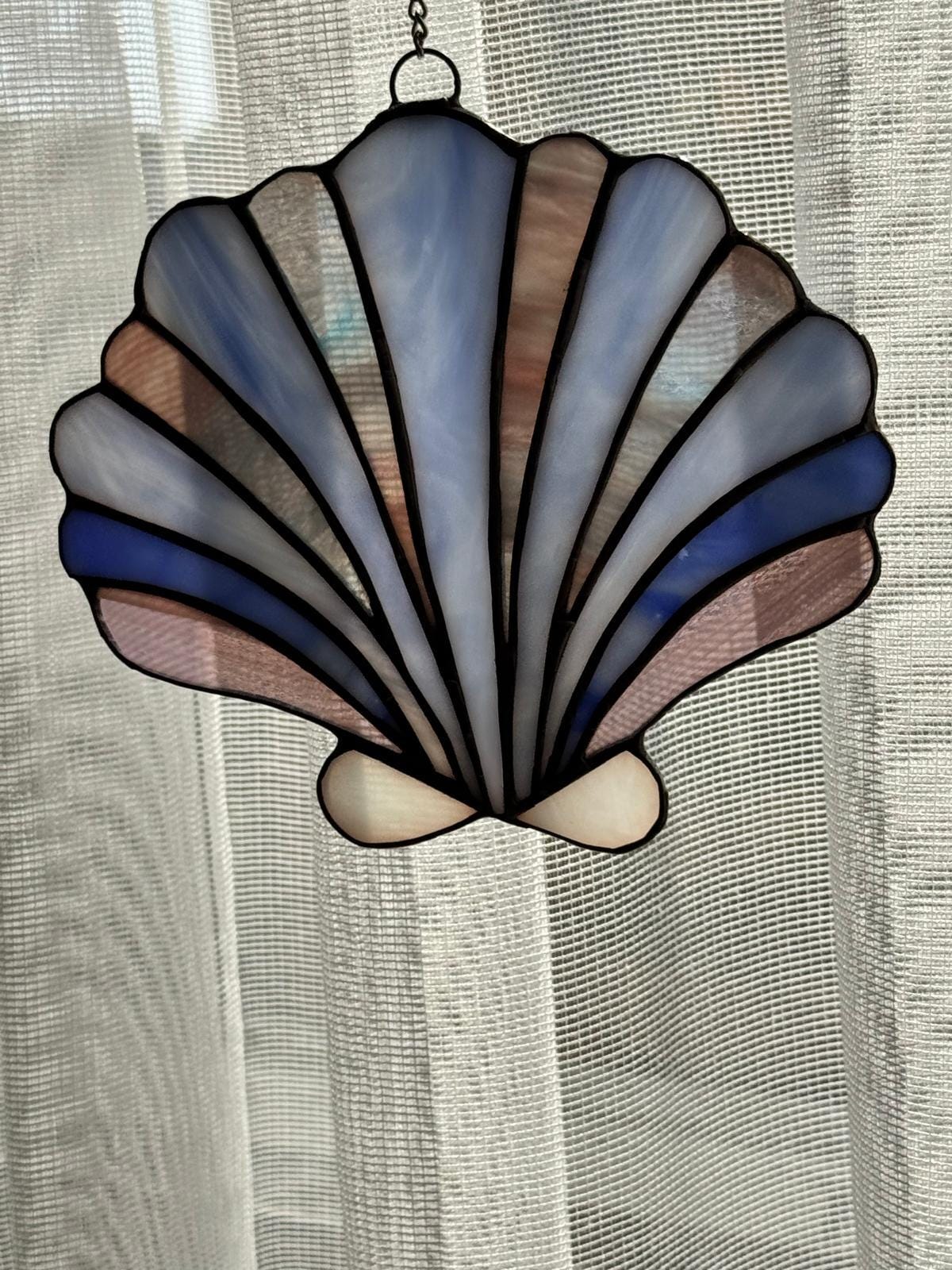 Stained Glass Seashell Suncatcher: Handmade Coastal Window Hanging - Etsy