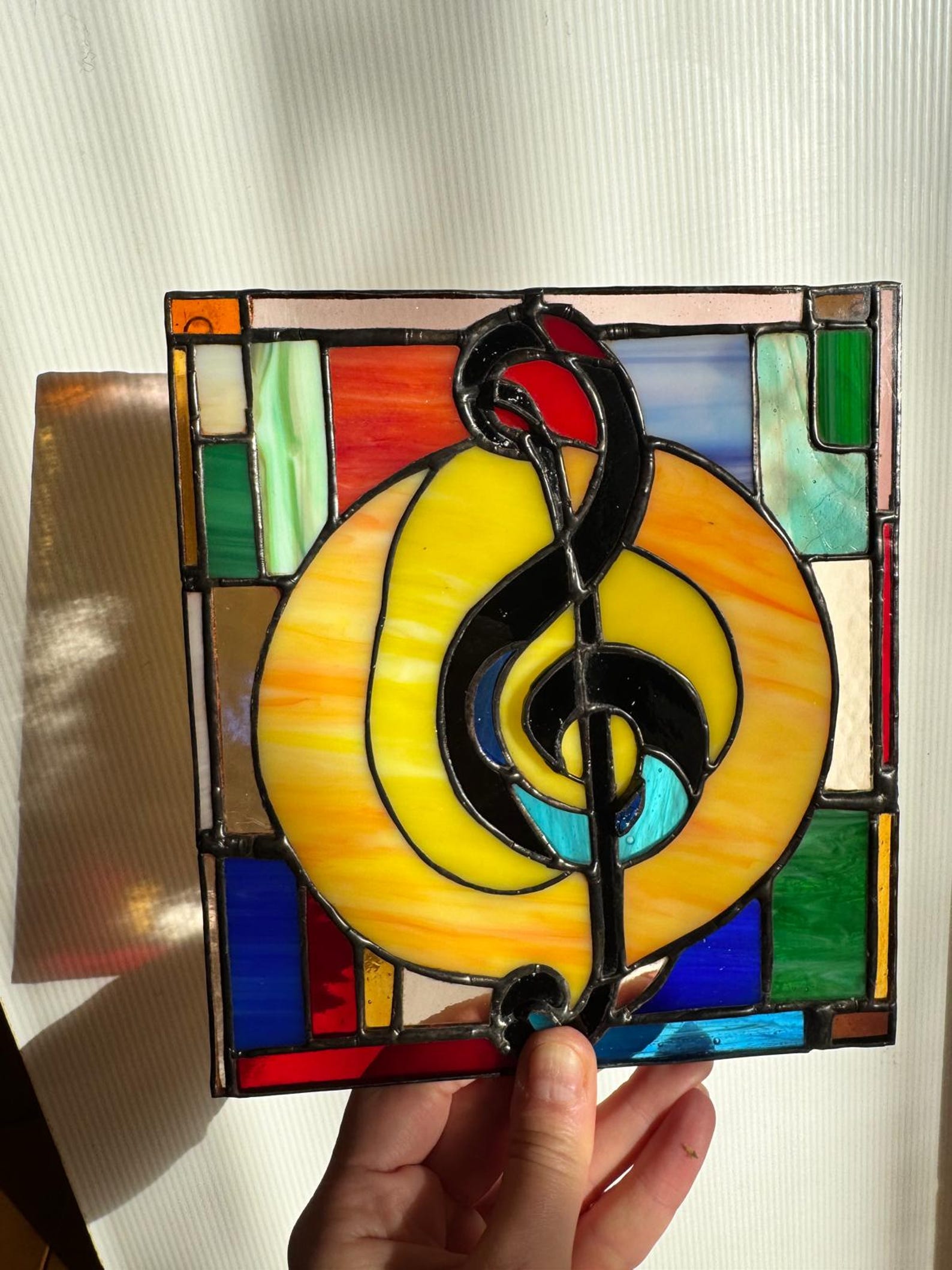 Handmade Stained Glass Treble Clef Suncatcher: Musical Window Decor - Etsy