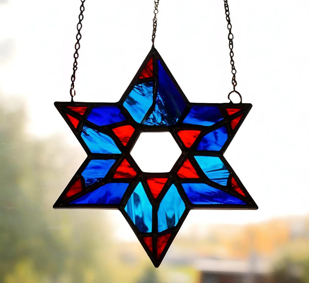 Stained Glass Art, Star of David Decor, Jewish Craft, Handmade Judaica ...