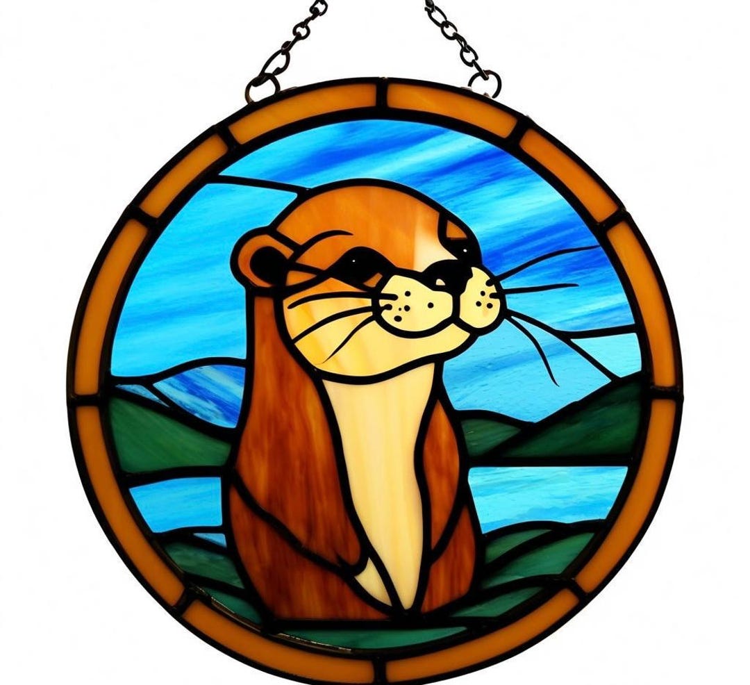 Handmade Stained Glass Otter Suncatcher: Unique Window Decoration - Etsy