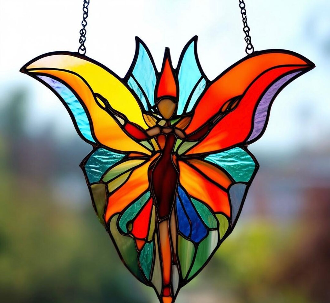 Stained Glass Elf Suncatcher Handmade Fantasy Window Decor, Elf ...
