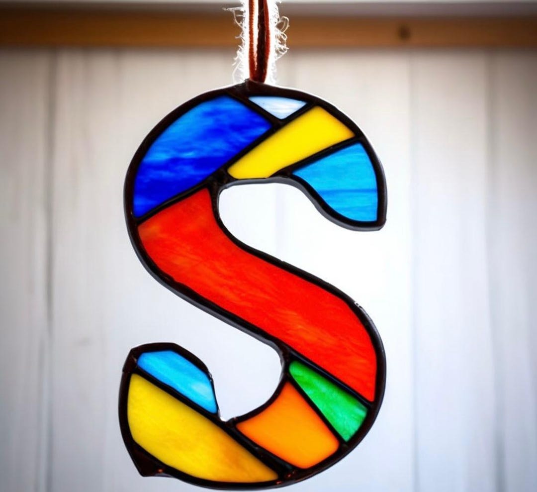 Stained Glass Letter S Suncatcher, Handmade Tiffany Monogram - Etsy