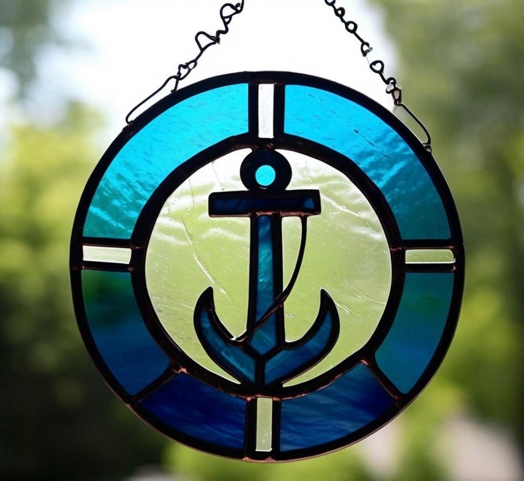 Handmade Stained Glass Anchor Suncatcher: Nautical Window Decor - Etsy