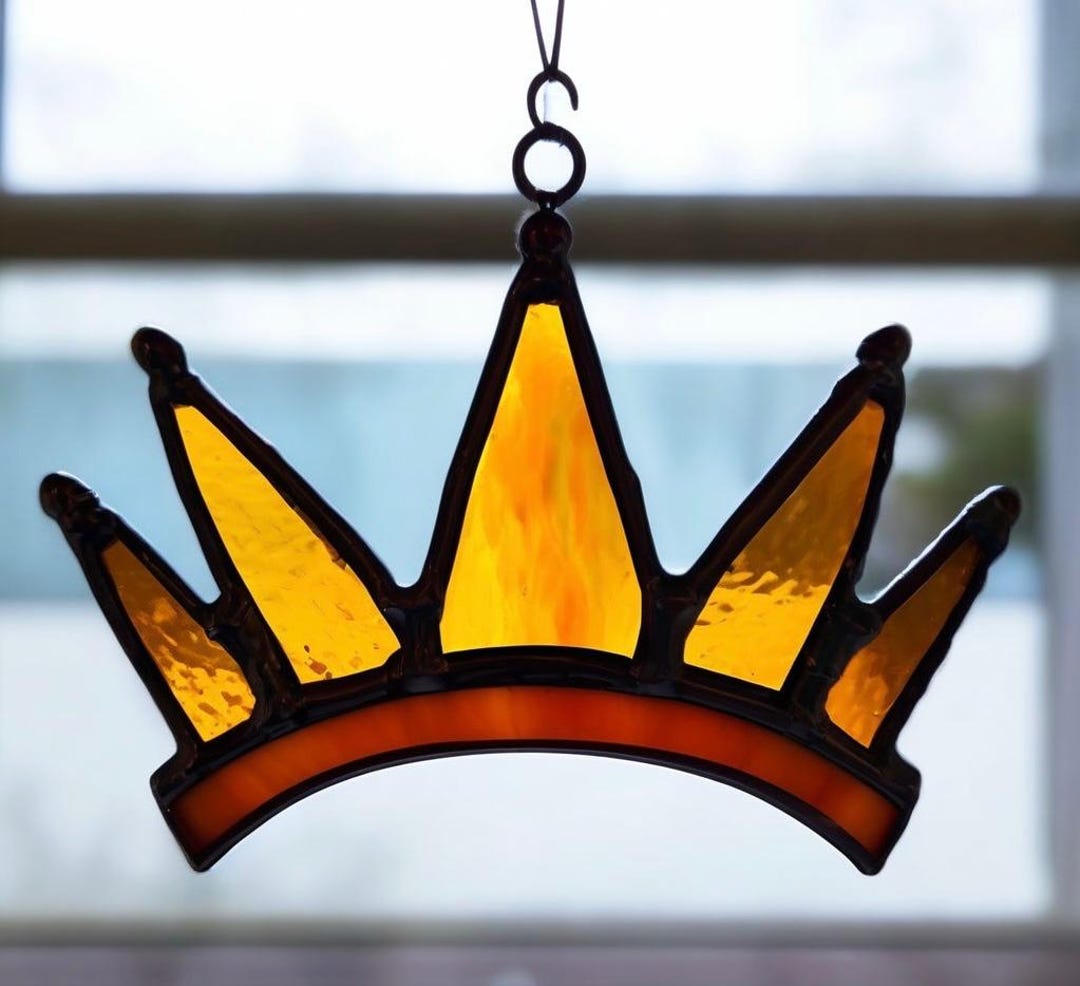 Handmade Stained Glass Crown: Regal Window Hanging - Etsy