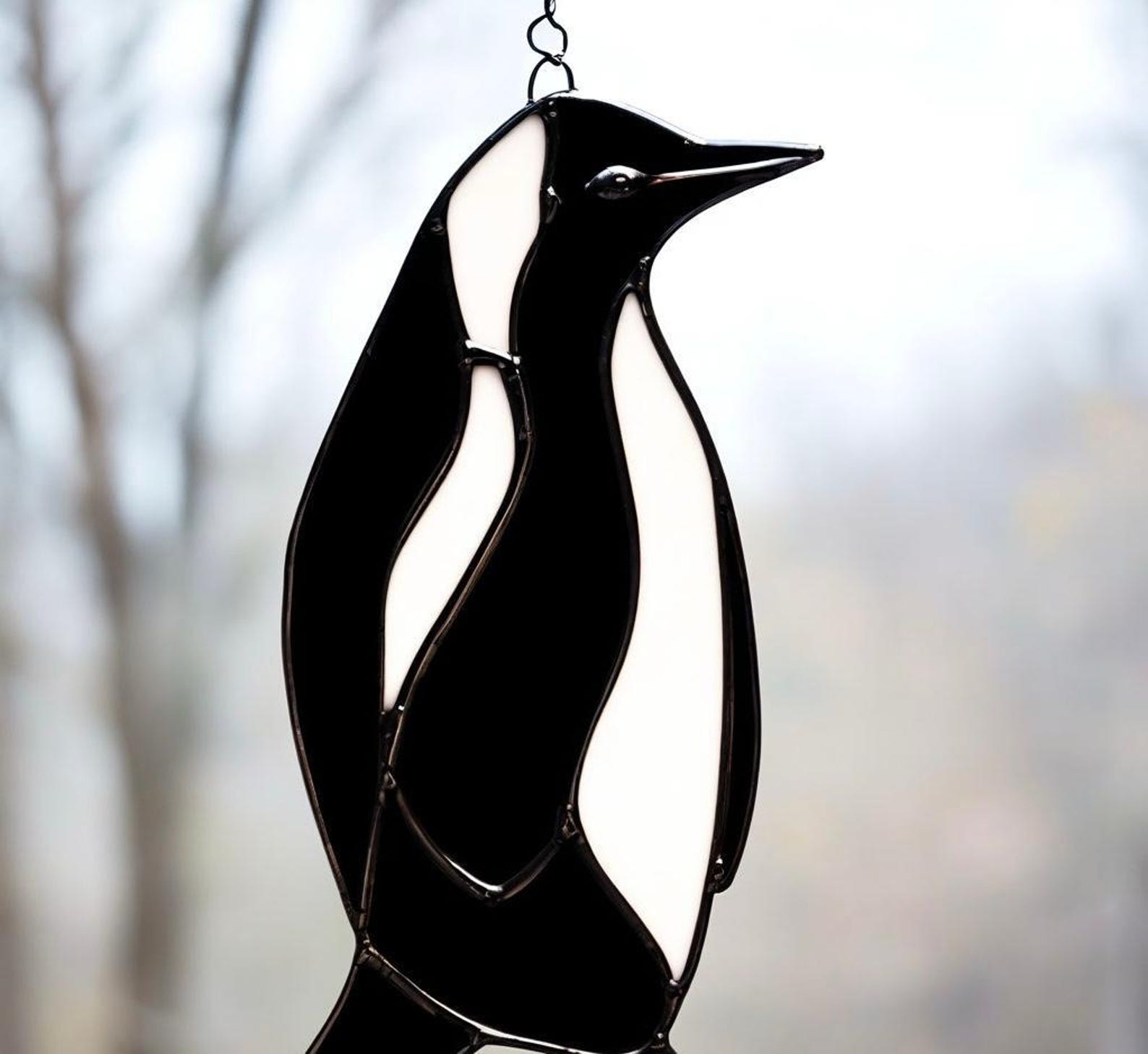 Stained Glass Penguin Suncatcher: Handmade Window Ornament - Etsy