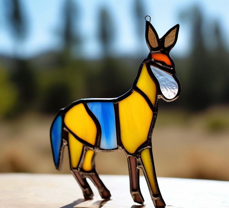 Handmade Stained Glass Donkey Suncatcher: Rustic Farmhouse Decor - Etsy
