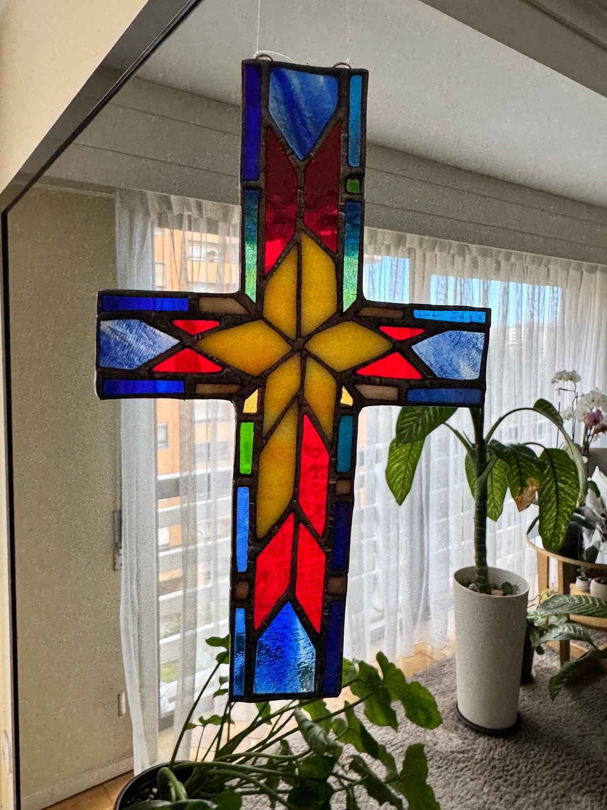 Handmade Stained Glass Cross: Christian Religious Decor, Spiritual Gift ...
