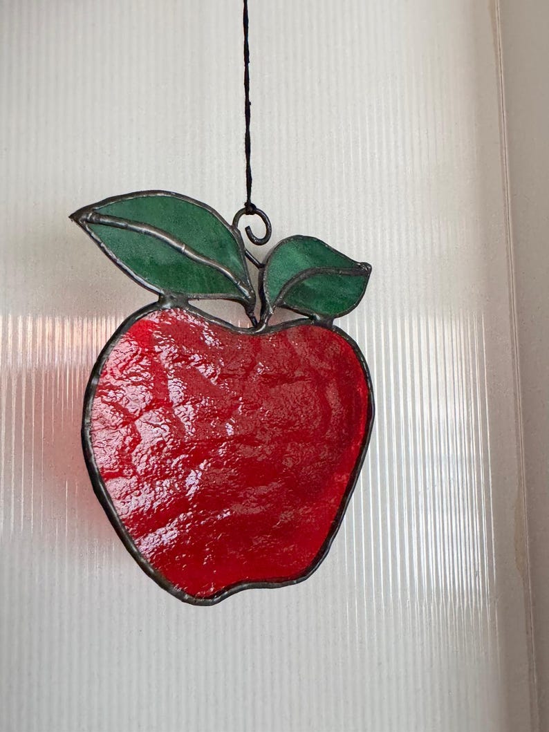 Stained Glass Apple Suncatcher: Handmade Window Ornament - Etsy