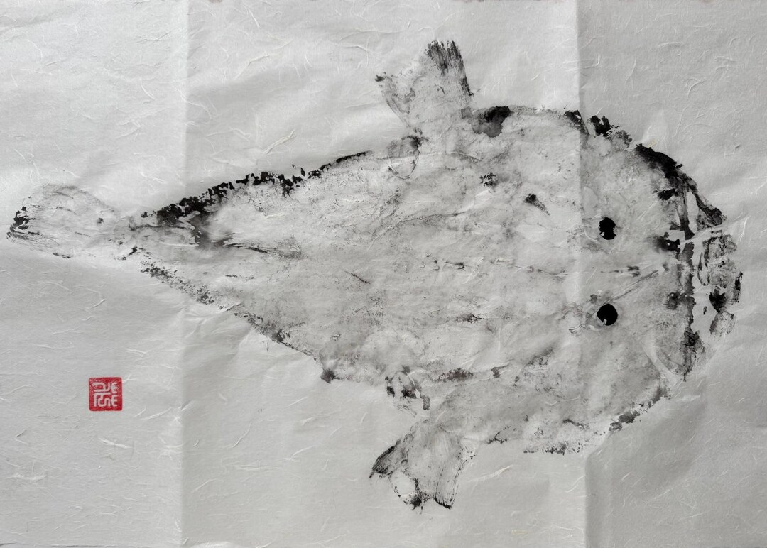 Gyotaku Monkfish Print – Original Japanese Fish Art, Anglerfish Nature ...