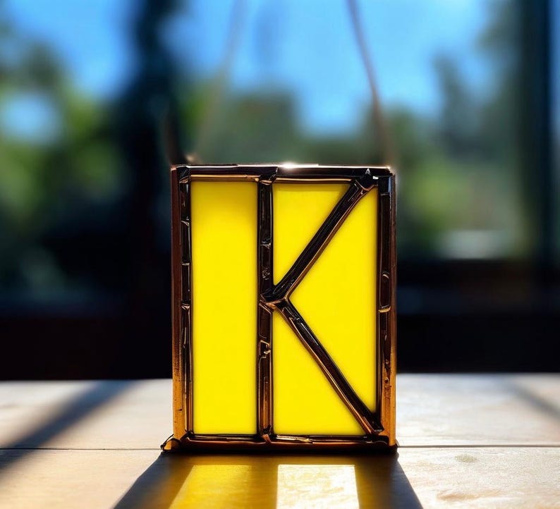 Stained Glass Letter K Handmade Decorative Alphabet Art Custom Monogram ...