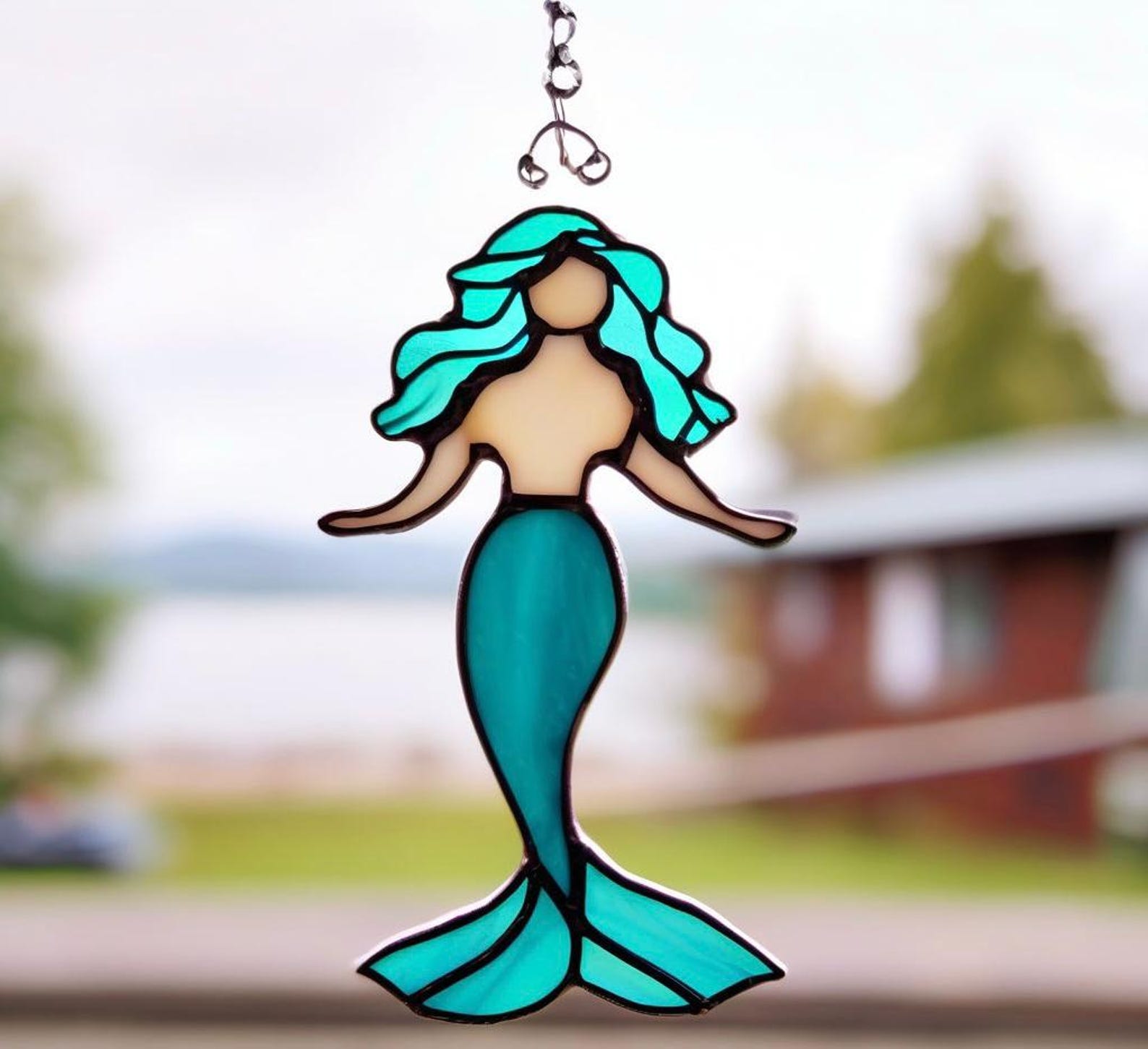 Stained Glass Art, Mermaid Window Decor, Handmade Suncatcher, Ocean Art ...
