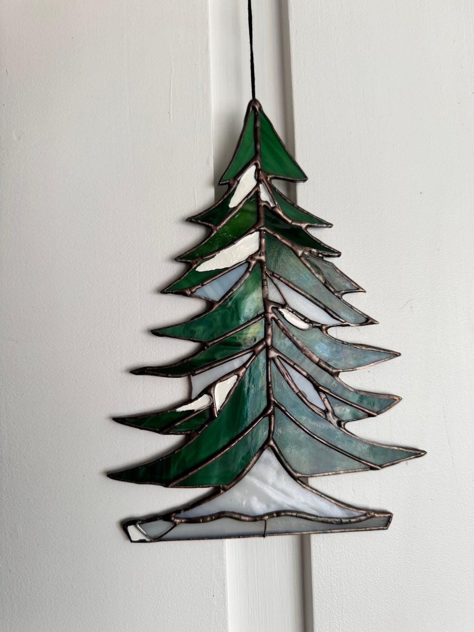 Stained Glass Snowy Tree Suncatcher: Handcrafted Winter Decor - Etsy