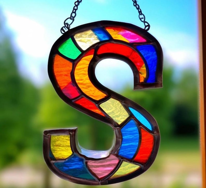 Stained Glass Letter S Handmade Decorative Alphabet Art Custom Monogram ...