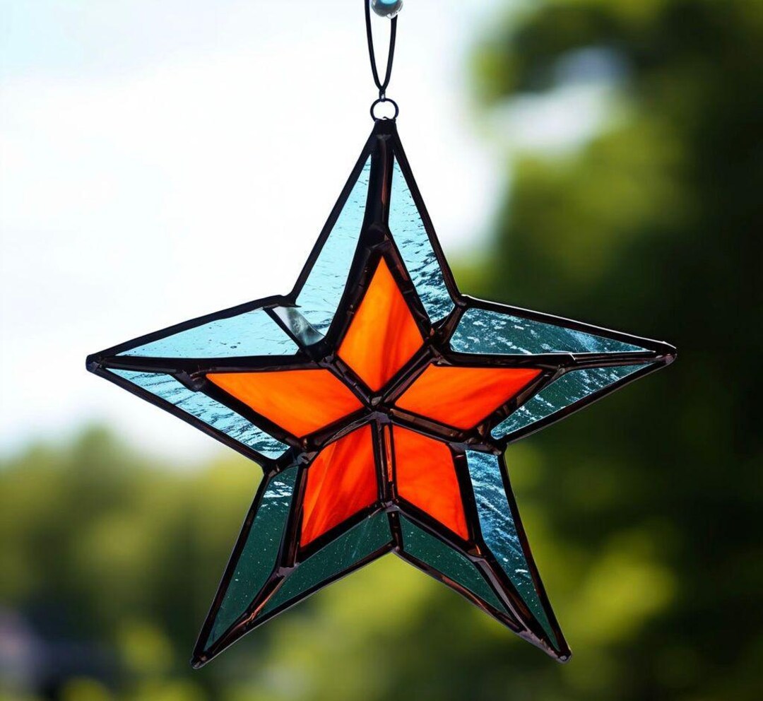 Handmade Glass Star, Stained Glass Decoration, Star Decor Celestial ...