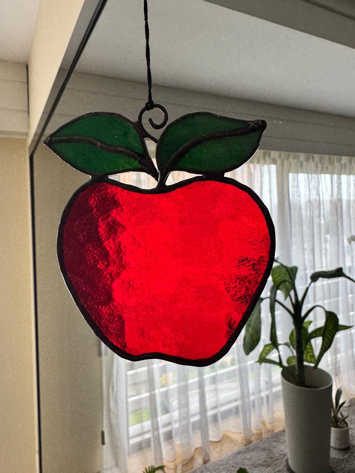 Stained Glass Apple Suncatcher: Handmade Window Ornament - Etsy