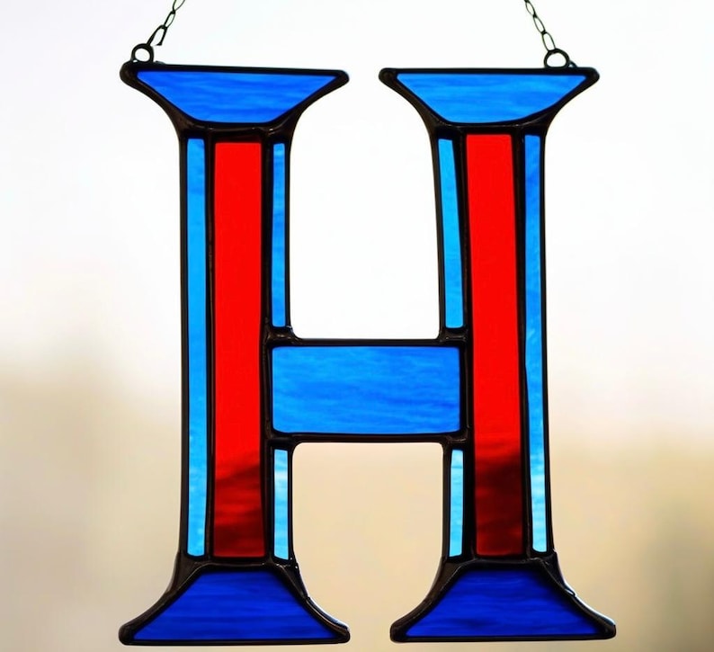 Stained Glass Letter H Handmade Decorative Alphabet Art Custom Monogram ...