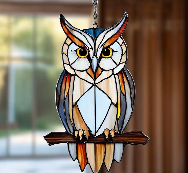 Handmade Stained Glass Owl Figurine: Colorful Whimsical Decor - Etsy