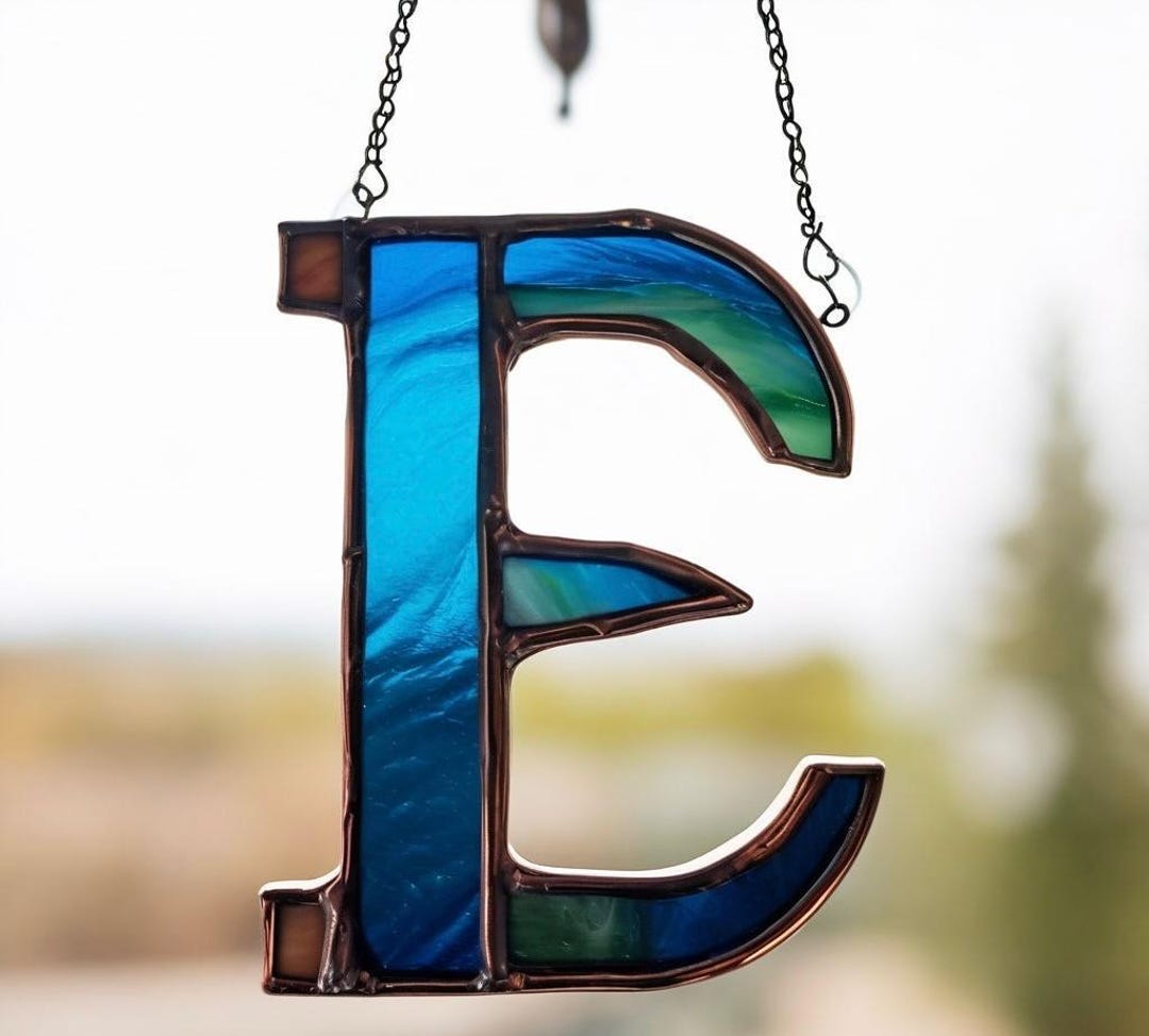 Stained Glass Letter E Handmade Decorative Alphabet Art Custom Monogram ...