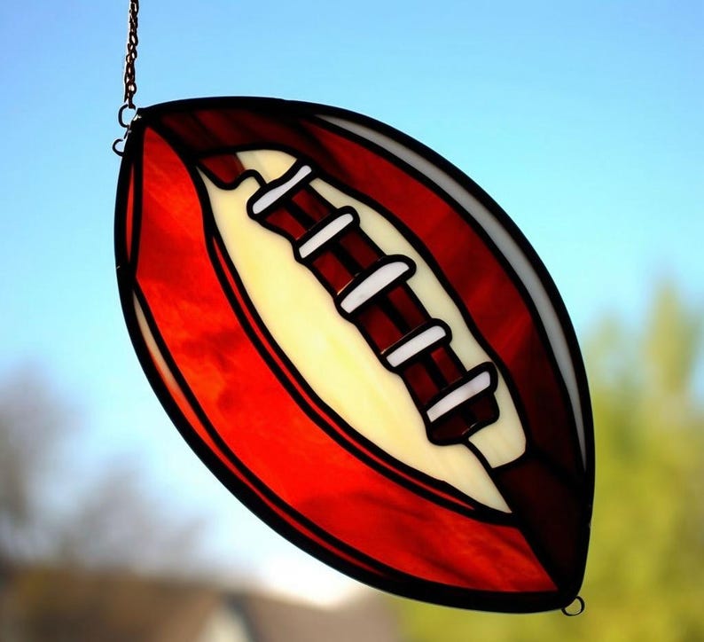 Stained Glass American Football Suncatcher: Handmade Sports Decor - Etsy