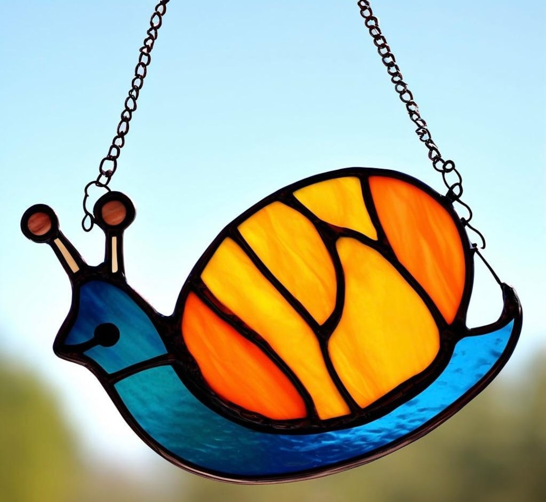 Stained Glass Snail Suncatcher: Handcrafted Window Garden Decor - Etsy