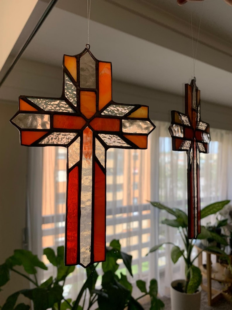 Handmade Stained Glass Cross: Christian Home Decor, Spiritual Gift - Etsy