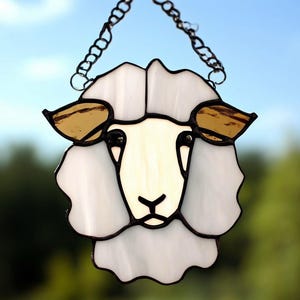 Stained Glass Sheep Suncatcher: Handmade Farmhouse Window Decoration ...