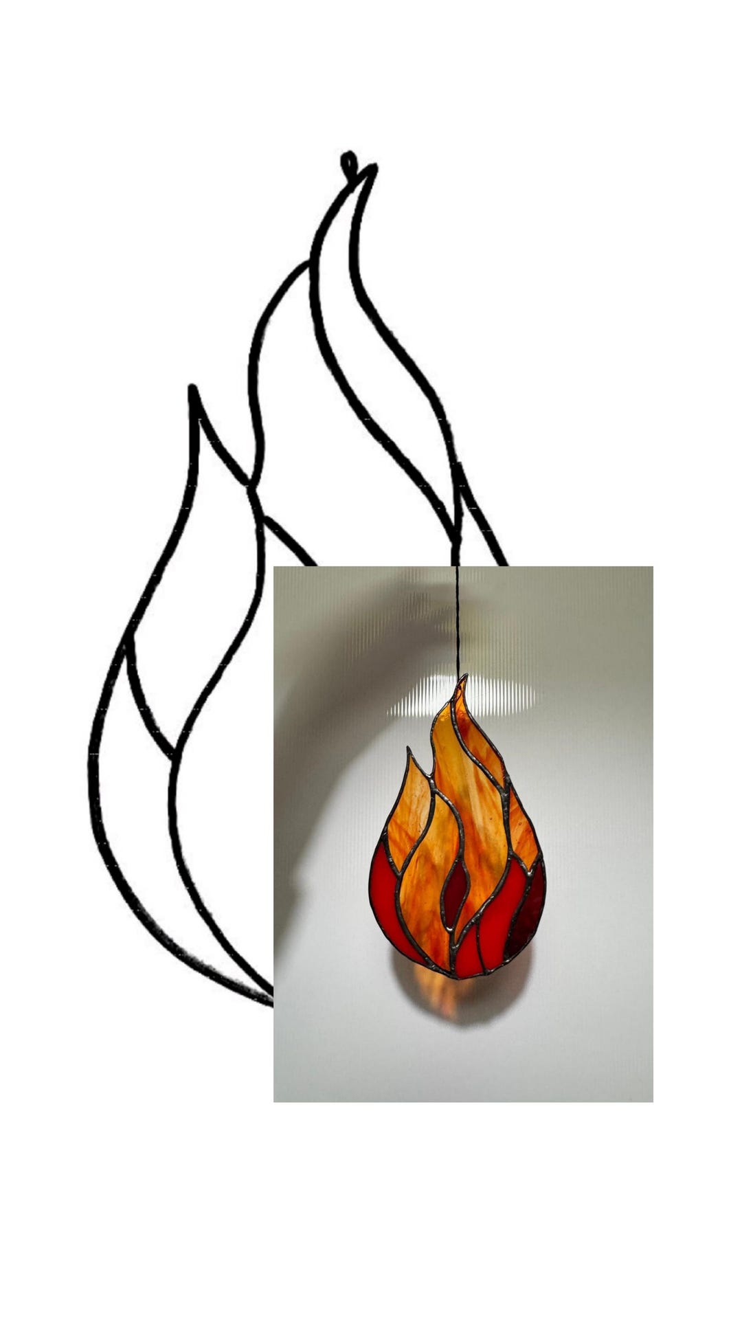 Stained Glass Flame Pattern PDF Instant Download Template DIY Red ...